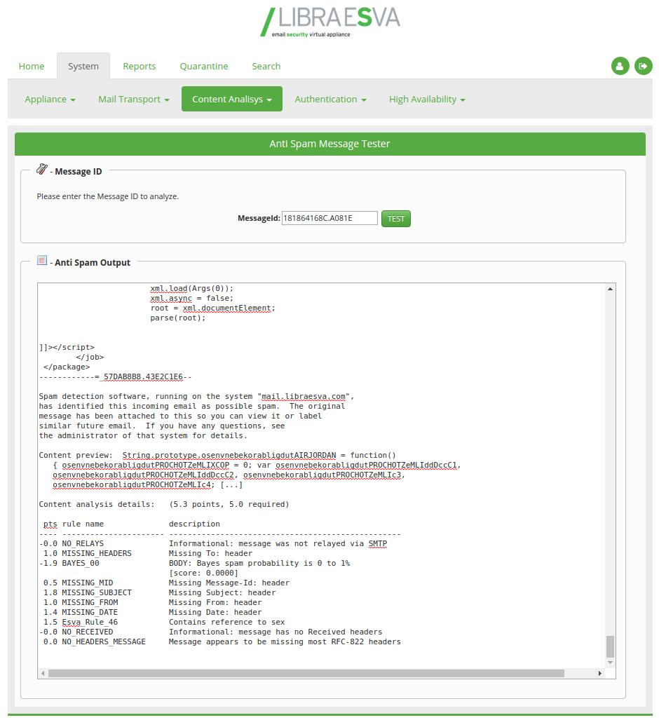 Anti-Spam Message Test – Libraesva Docs
